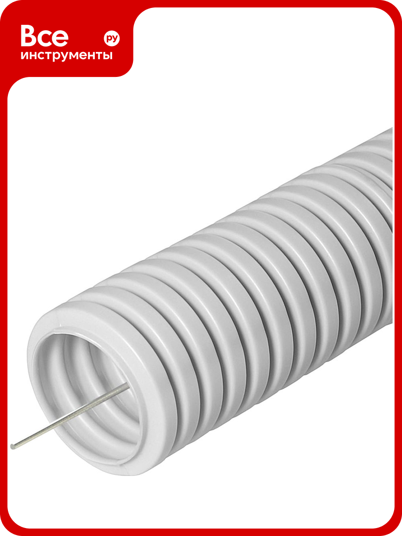 Гофрированная труба Промрукав ПВХ тяжелая 750 Н серая с/з д20 50 м PR.0120415