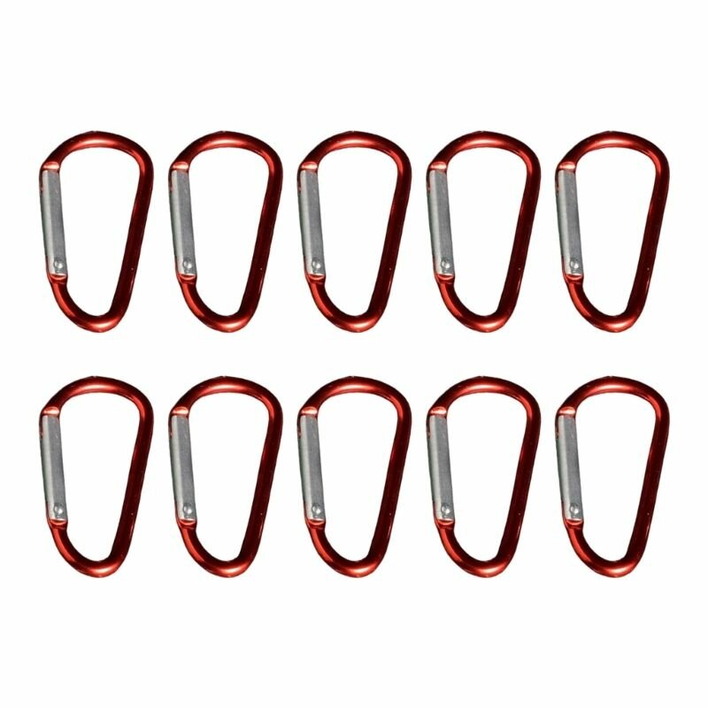 1 упаковка из 10 штук, D-образный карабин алюминиевого сплава № 6-красный