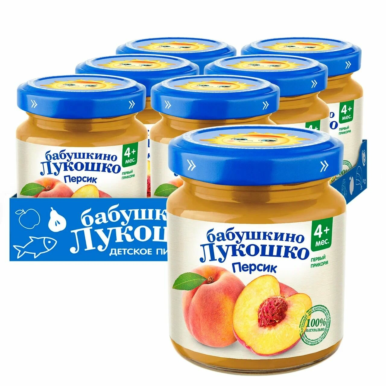 Пюре Бабушкино лукошко персик, с 4 месяцев, 100 гр, 6 шт.