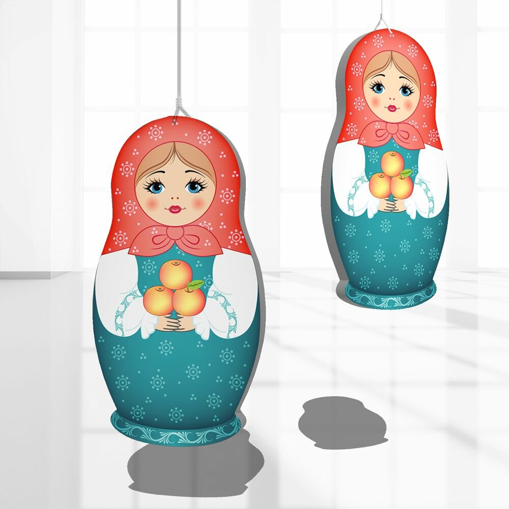Сувенир "Матрешка" / Подвесная двухсторонняя фигура с символом России - Матрешкой / 12x20 см.