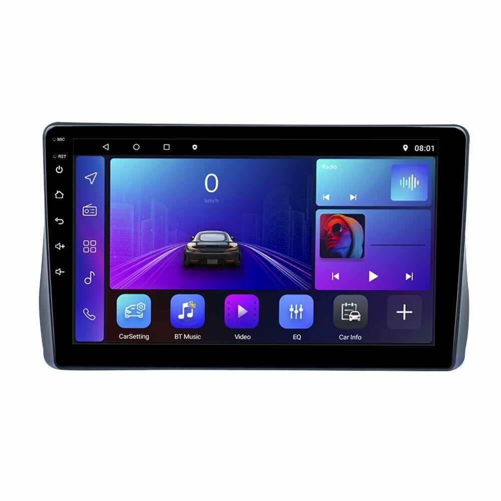 Автомагнитола Android 12 для Toyota Wish 2009-2022 6+128G 10 дюймов/AI DSP 4G модем GPS, Bluetooth, WiFi, mirrorlink, Сенсорные кнопки/Тойота Виш Магнитола для авто Управление рулевым колесом