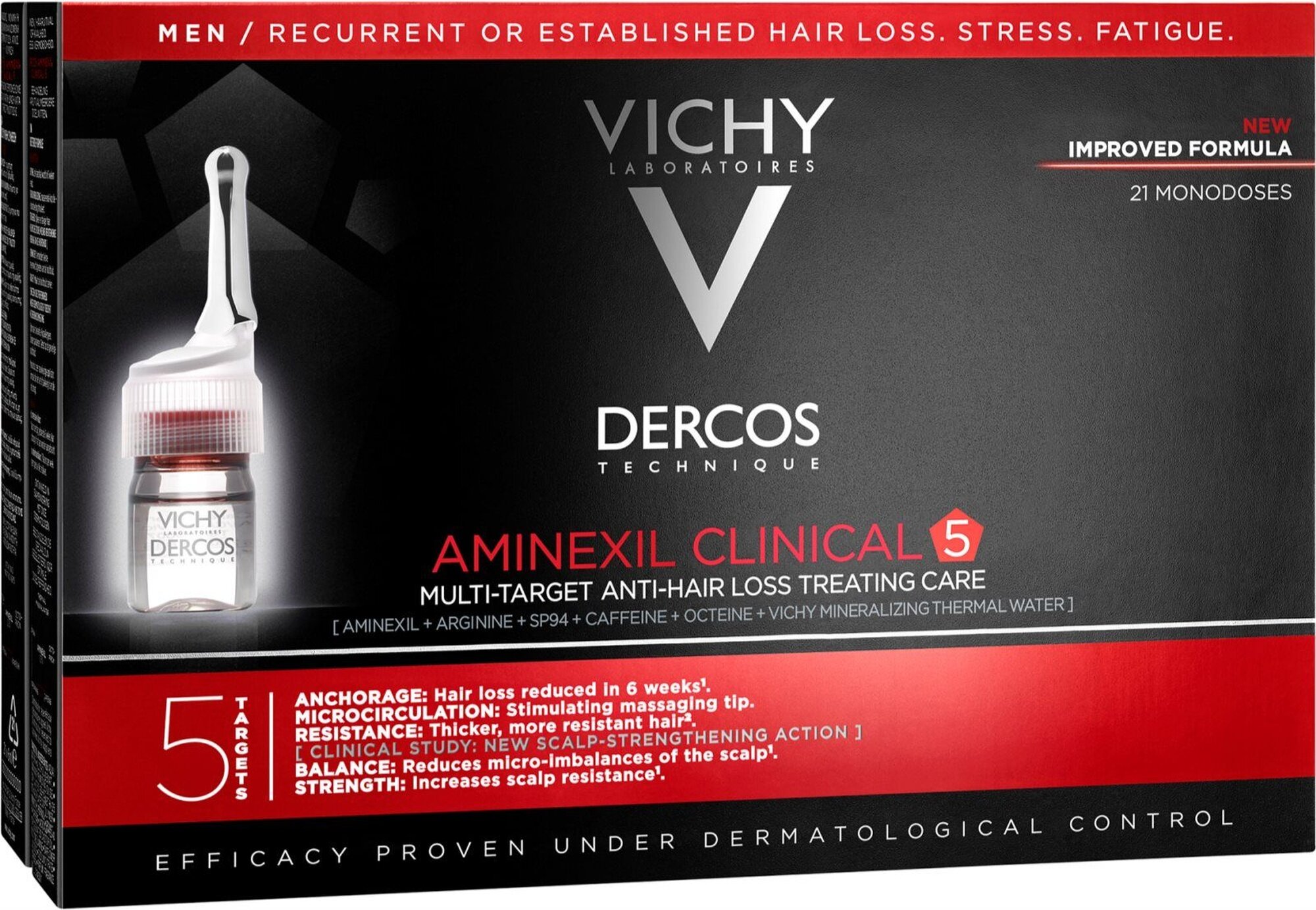 Точечный уход против выпадения волос для мужчин Vichy Dercos Aminexil Clinical 5 21 x 6 ml
