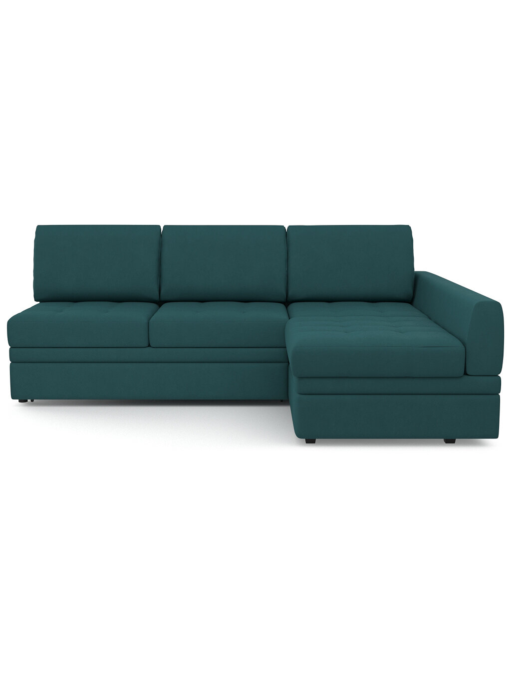 Угловой диван-кровать PUSHE раскладной Бруно, правый угол, велюр, зеленый Formula 697