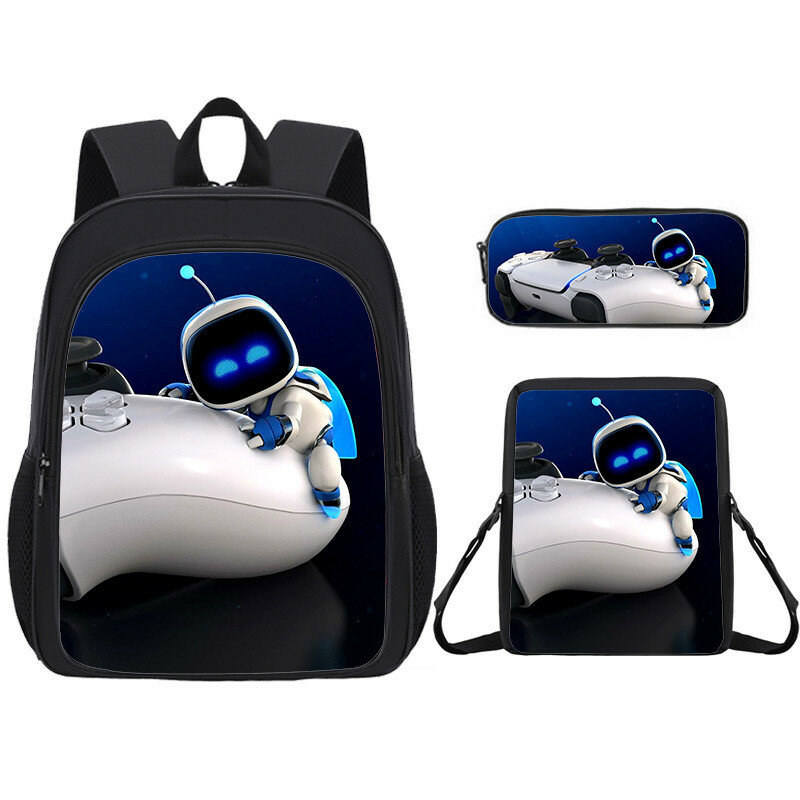 Astro bot trendy student backpack threepiece kit with wearresistant material for school use size 10