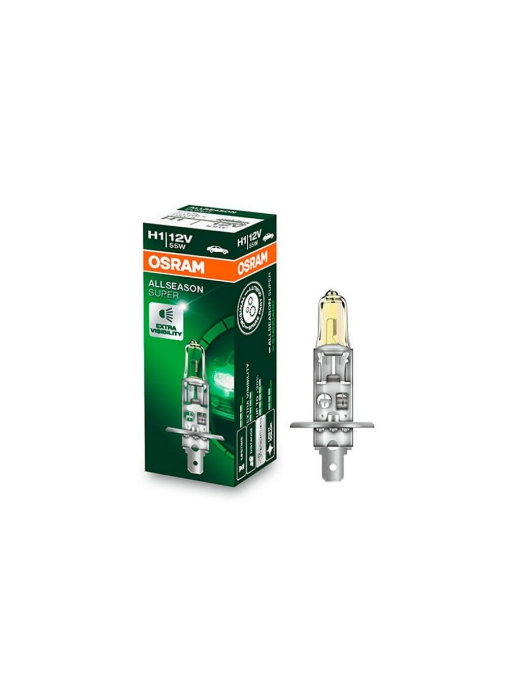 Лампа галогенная Osram Allseason Super H1 12V 55W, 1 шт.