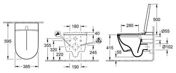 Унитаз Villeroy & Boch Viclean V0E100R1, подвесной, шгв 385*595*360, CeramicPlus, цвет-альпийский бе