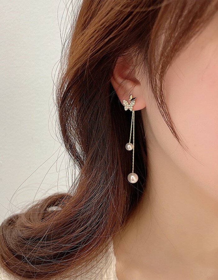 Серьги-трансформеры, циркон, жемчуг имитация