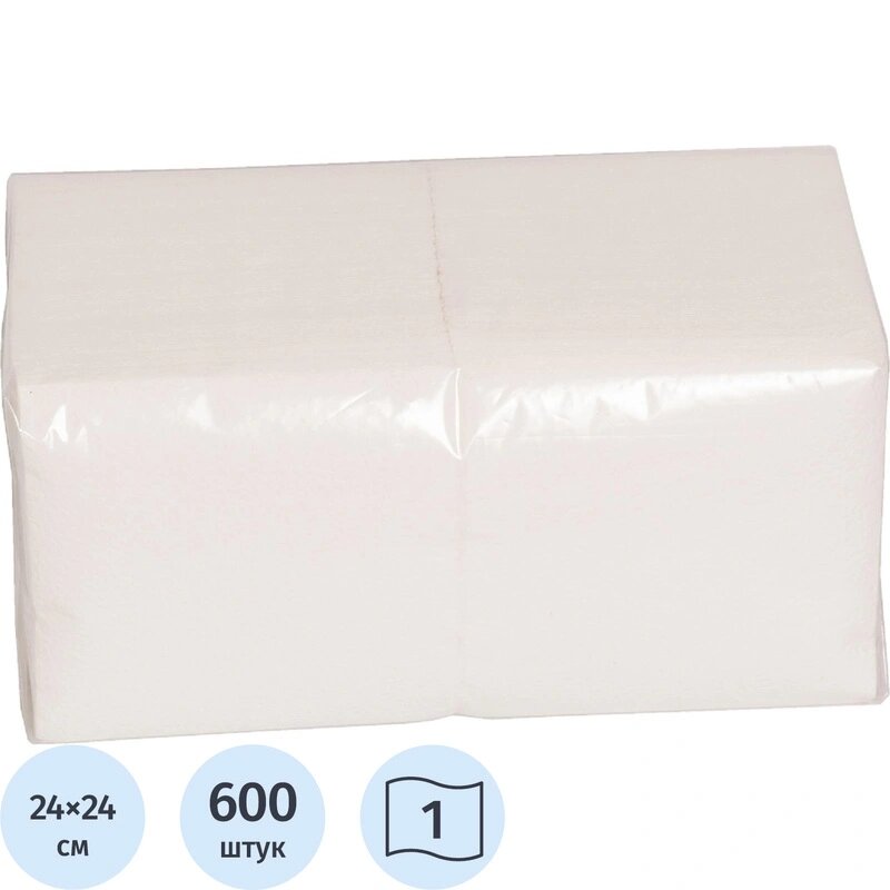 Салфетки бумажные BIG PACK 1сл.24х24 белые 600шт./уп._СПБ