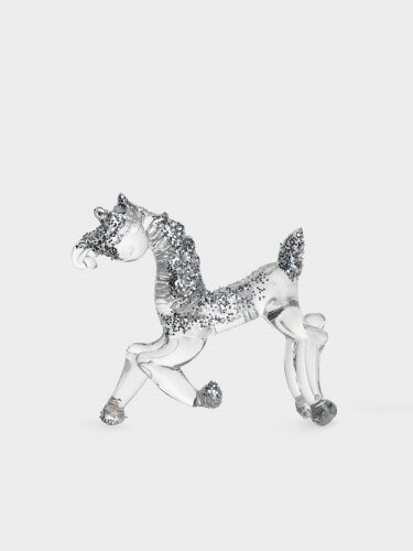 Статуэтка Anna Lafarg Horse Лошадка 10х7 см, стекло, серебристый (ANLAF-DF24-KH158)