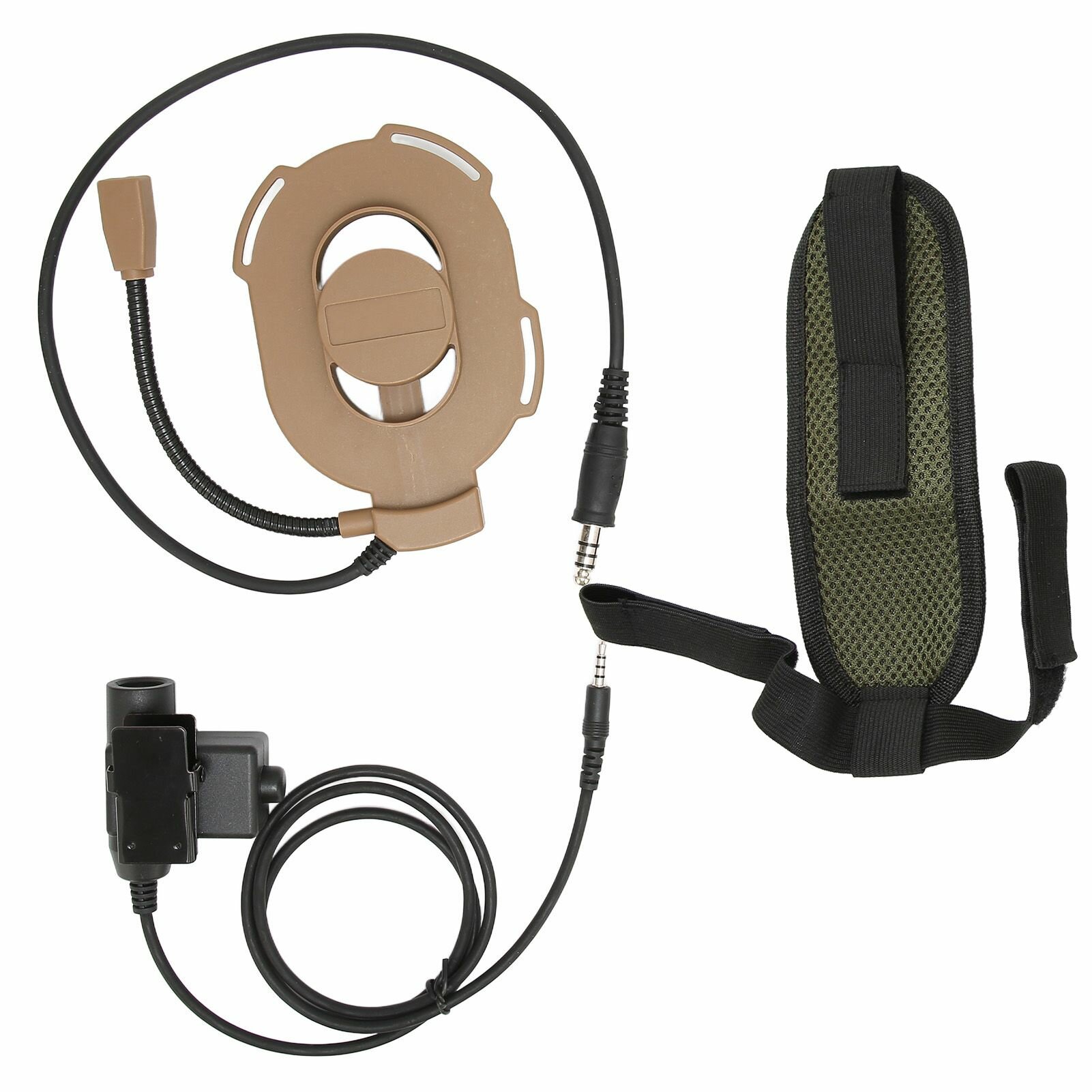 Гарнитура мотошлема односторонняя с U94 PTT и нейлоновой лентой 3.5мм Brown