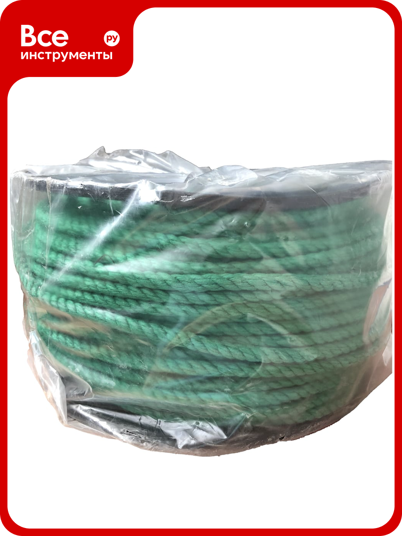 Хлопчатобумажный канат эбис 6 мм 120 м зеленый 73082, подъема