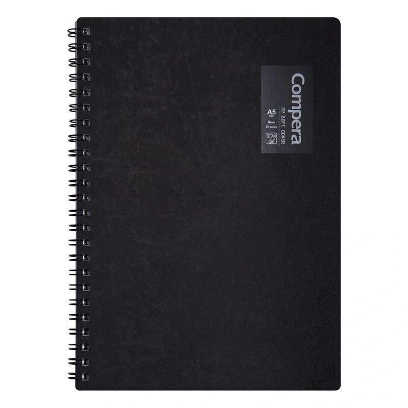 Блокнот на пружине А5, лин, 50 л Comix Compera Original, C7003 BLK черный