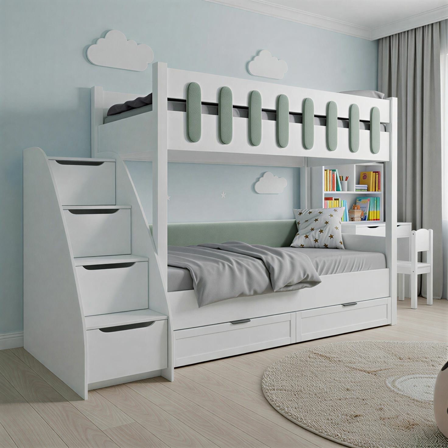 Кровать детская двухъярусная Исландия, без лестницы