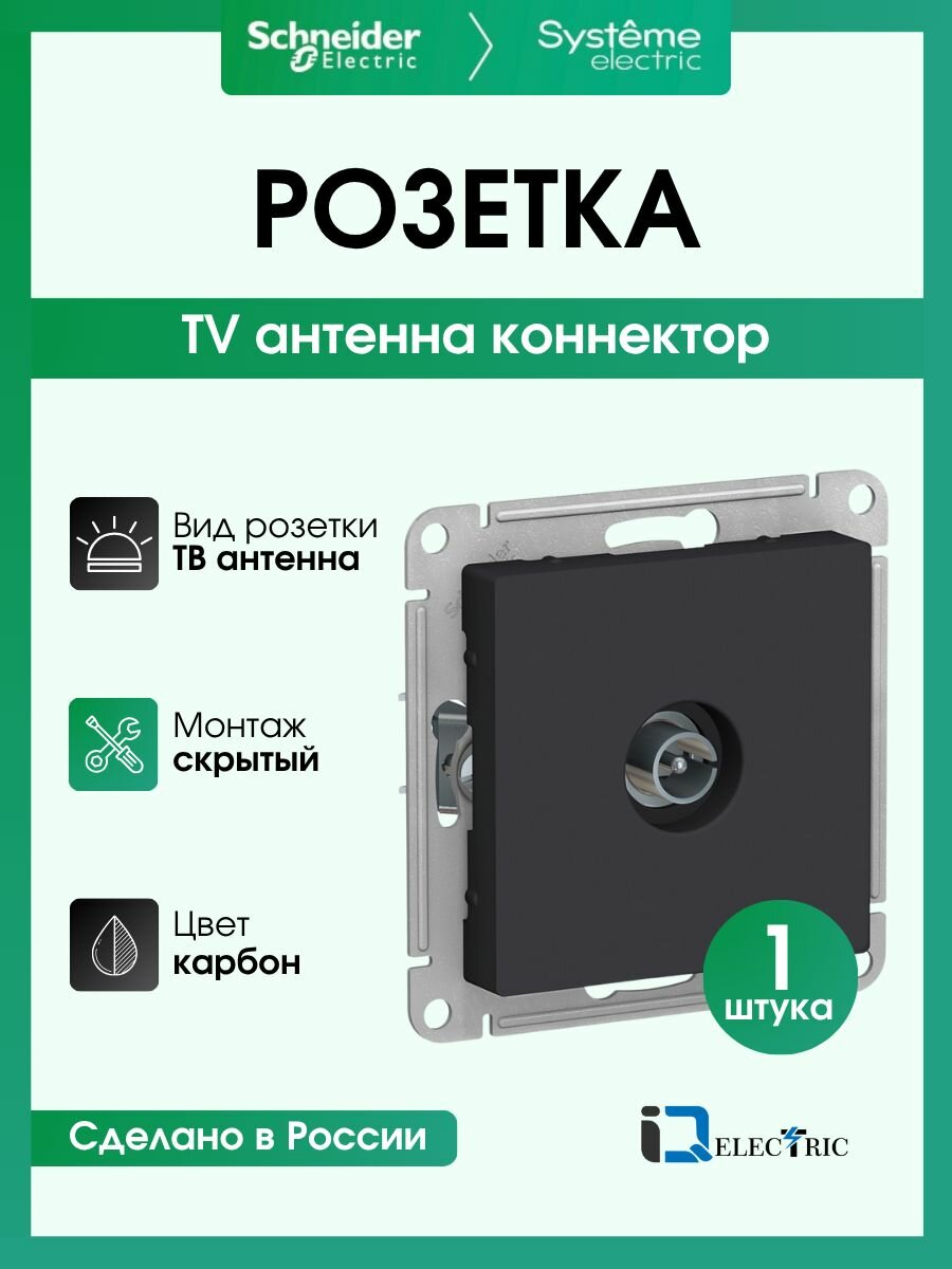 Розетка TV коннектор Systeme Electric (Schneider Electric) AtlasDesign, карбон ATN001093 - 1 шт.