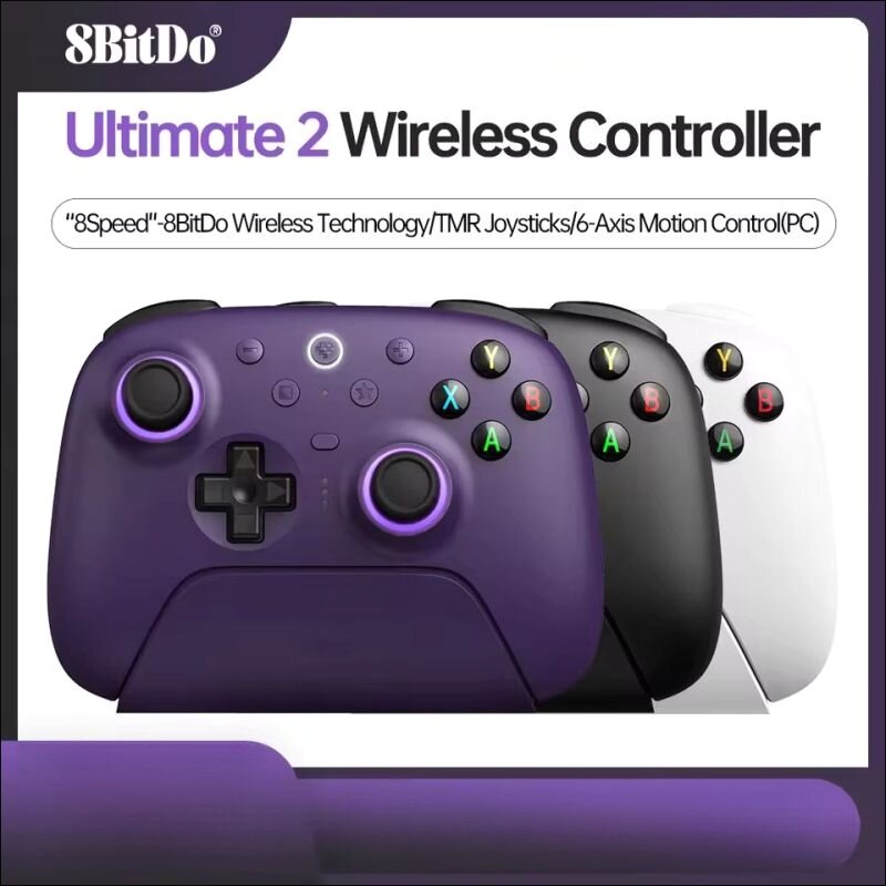 Геймпад 8BitDo "Ultimate 2", для ПК и Android, RGB-подсветка джойстиков, 8 скоростей, чёрный
