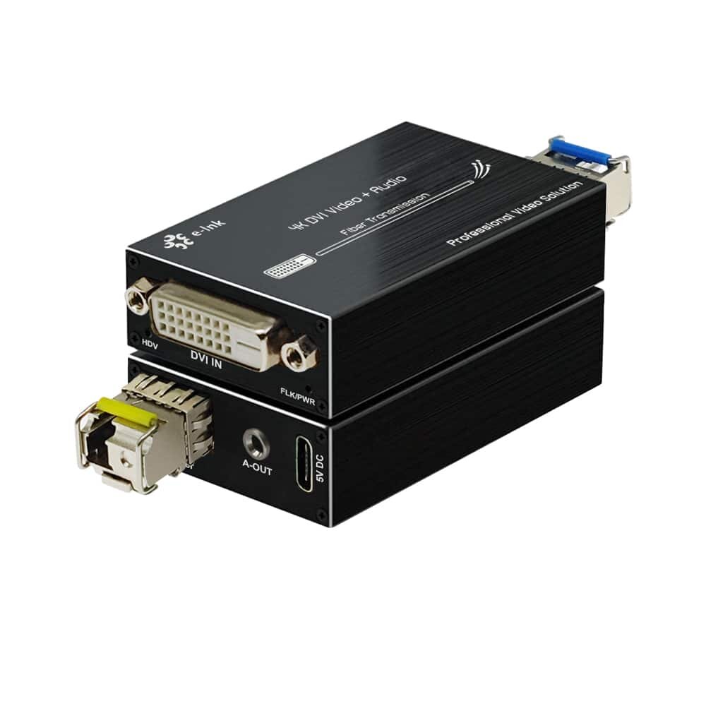 Миниатюрный оптоволоконный удлинитель 4K DVI со стереозвуком