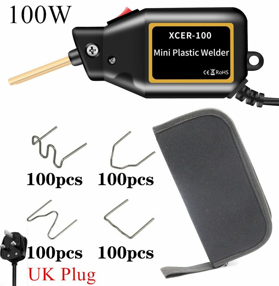 Паяльник для пластика, новый, портативный, 100 вт, мини-степлер для сварки пластика, ремонтный набор для бамперов автомобилей с плоскогубцами, с 400 шт. сварочных гвоздей