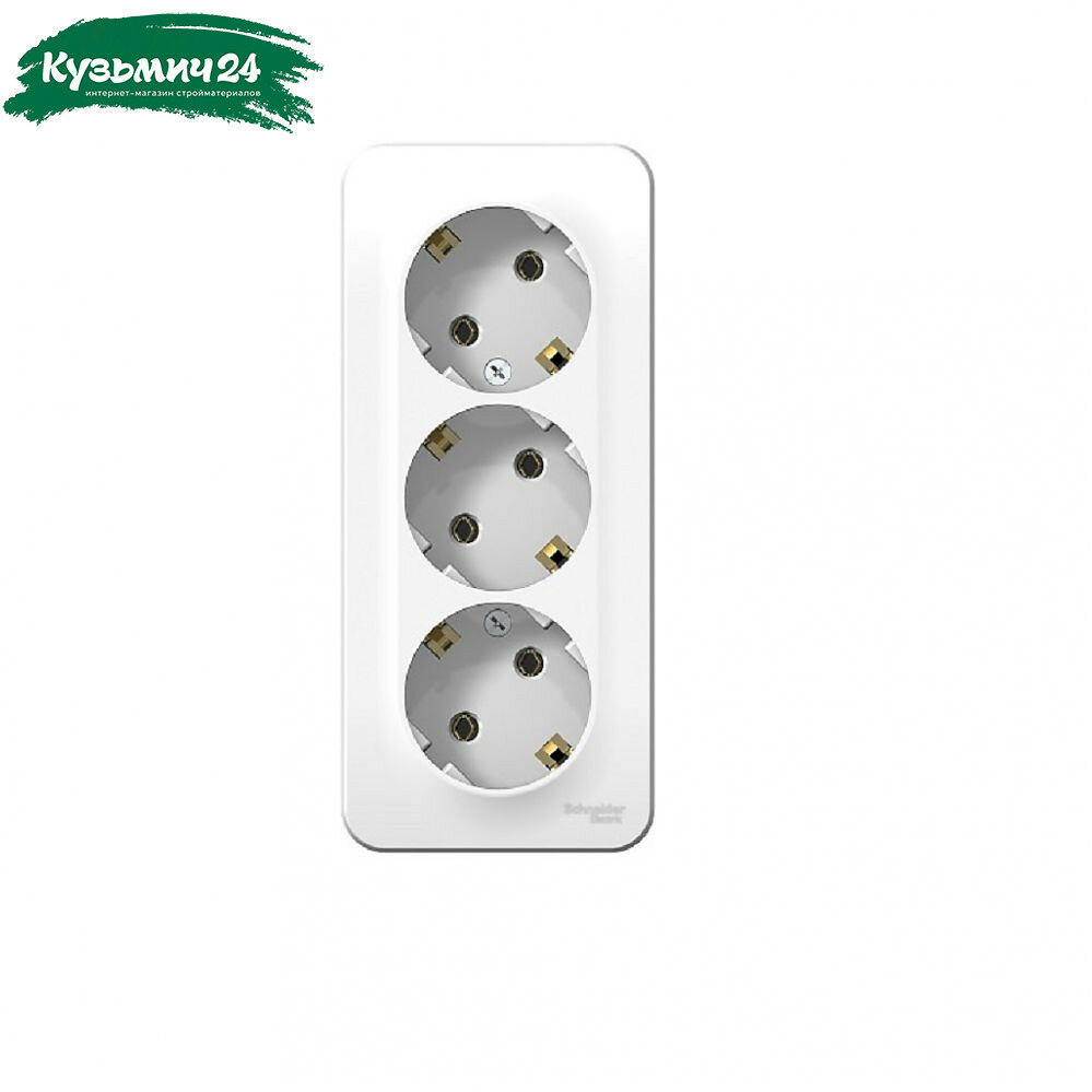 Розетка 3-местная Schneider Electric BLANCA BLNRA010311 с заземлением, накладная, белая