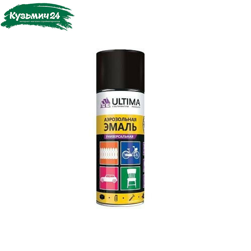 Эмаль аэрозольная Ultima ULT007 RAL 9005 акриловая, глянцевая, черная, 520 мл