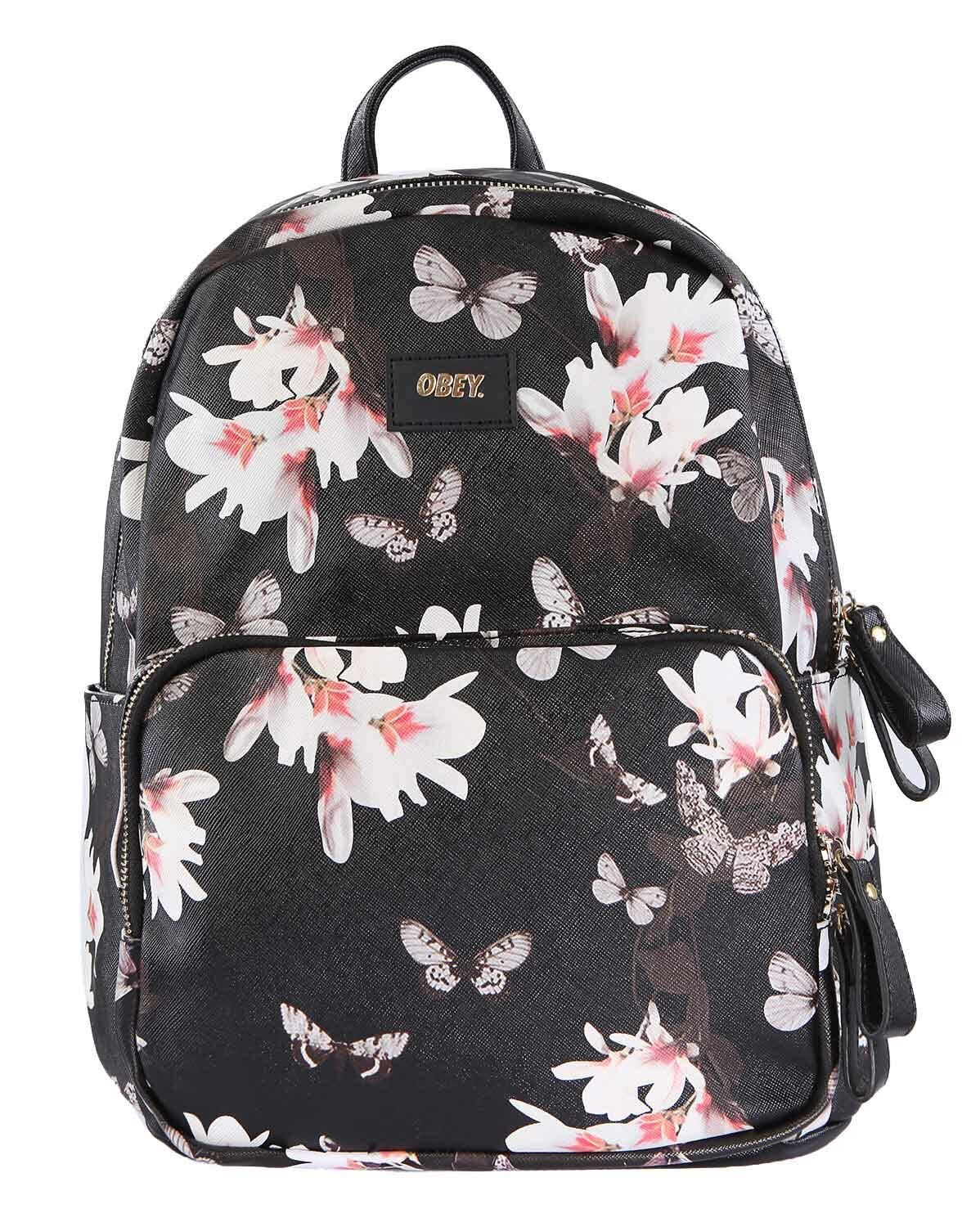 Рюкзак маленький кожаный водонепроницаемый Obey Black Pink
