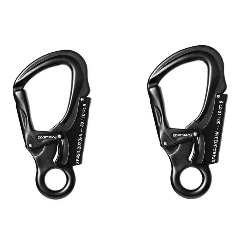 Карабин XINDA XD-Q9652 красный алюминиевый 30 кН Черный, Black-2pcs