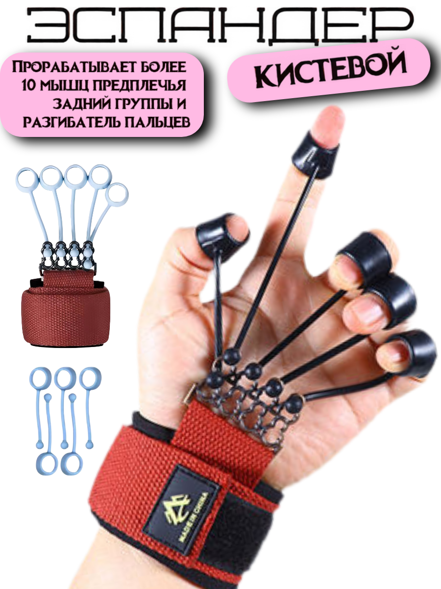 Кистевой Эспандер с Ремешком — Укрепление Запястья и Пальцев. Профилактика Туннельного Синдрома, красный
