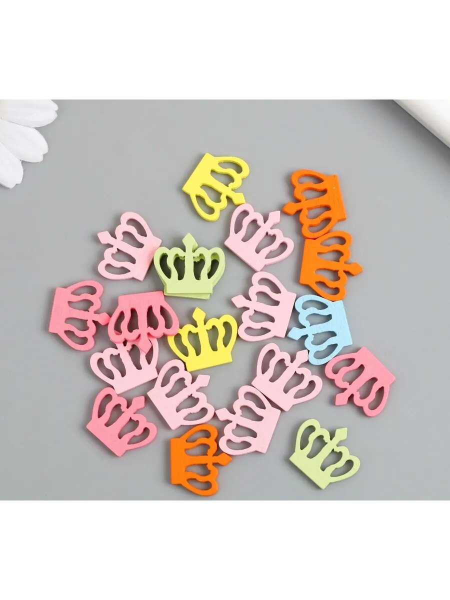 Декор "Короны" летние цвета набор 20 шт 2х2,2х0,3 см