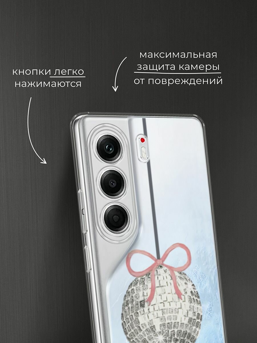 Чехол на Tecno Camon 40 Pro / Текно Камон 40 Про с принтом Новогодний диско шар, прозрачный — фото 1