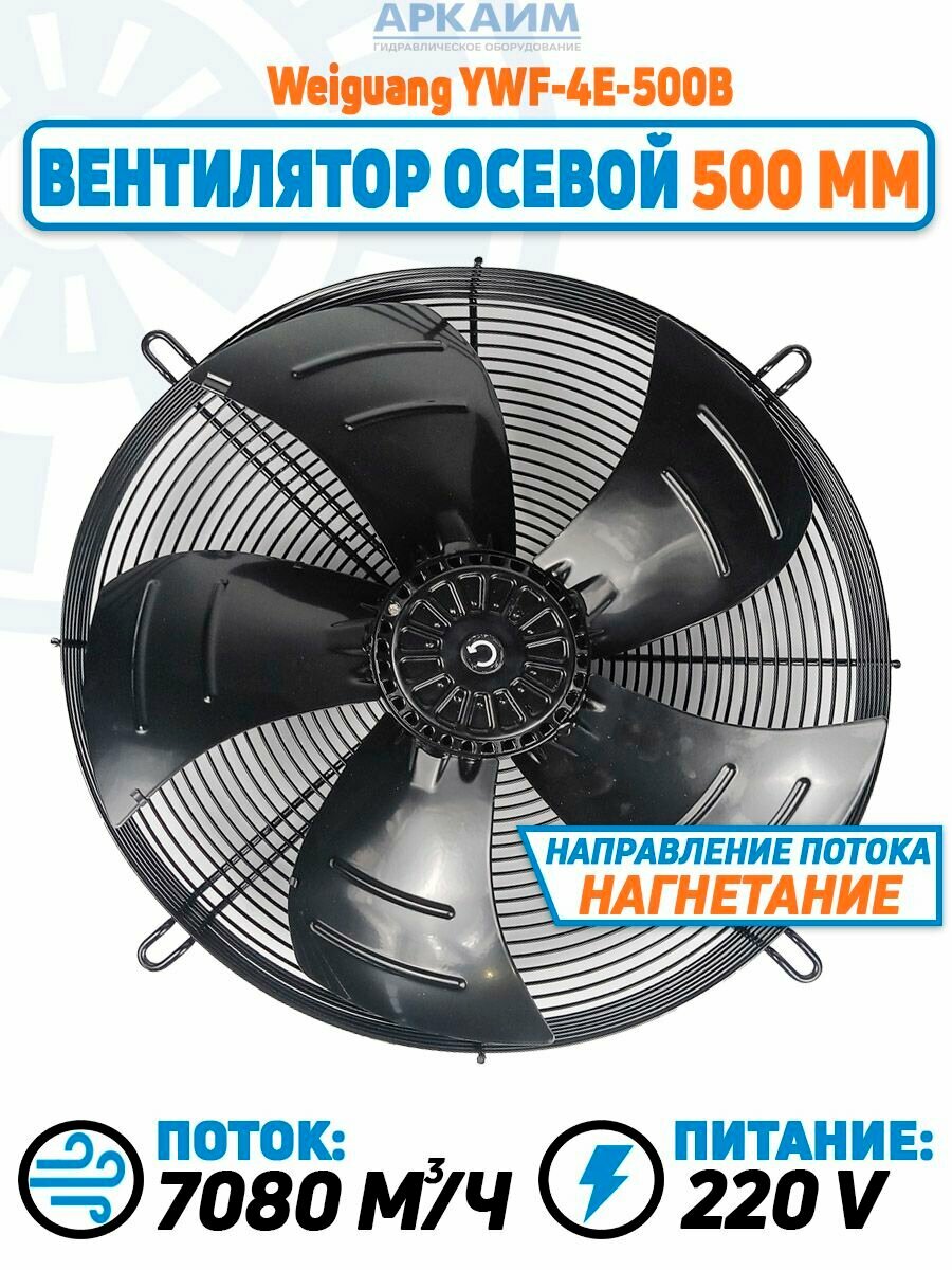 Вентилятор осевой 500 мм YWF4E-500В-137/35-G, 220 Вольт. Поток: нагнетание.