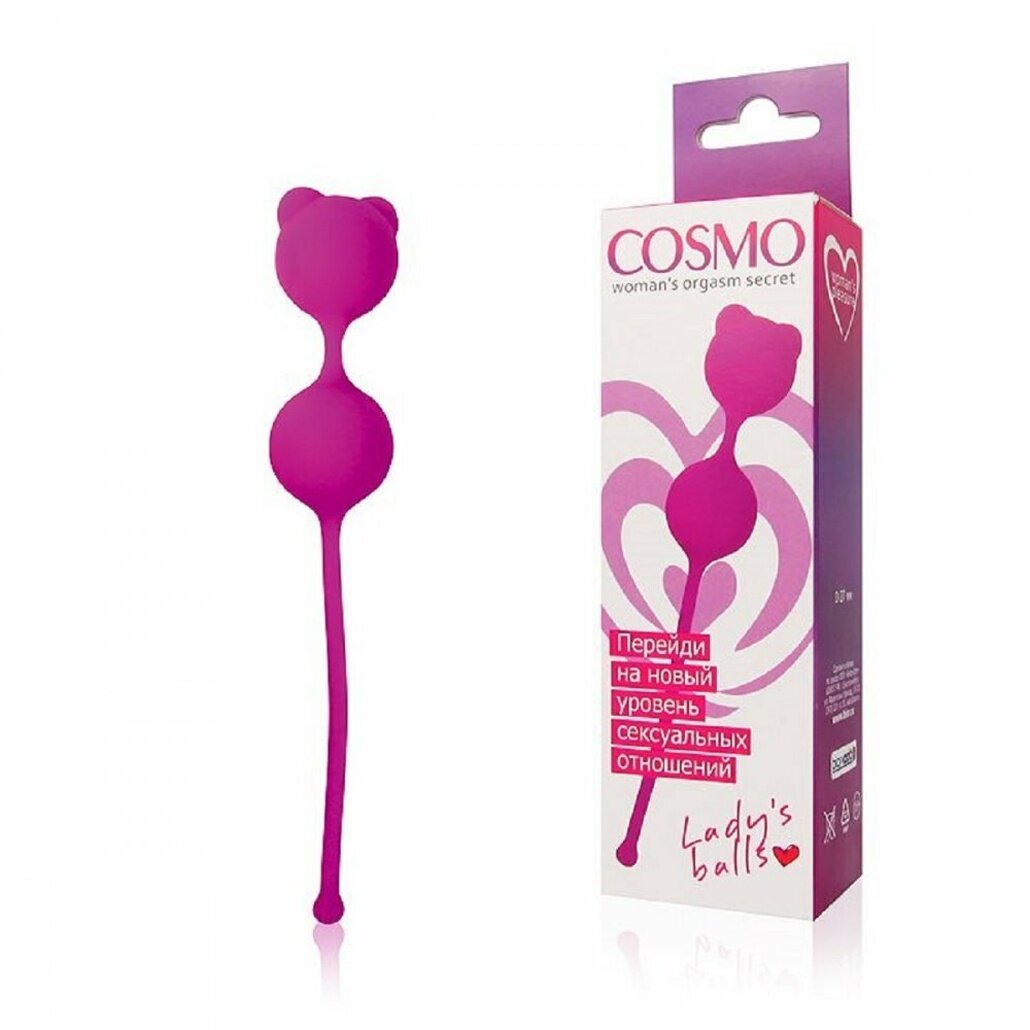 Вагинальные шарики Cosmo, розовые, длина 16 см, диаметр 2,7 см, гипоаллергенный силикон, усиленный вумбилдинг