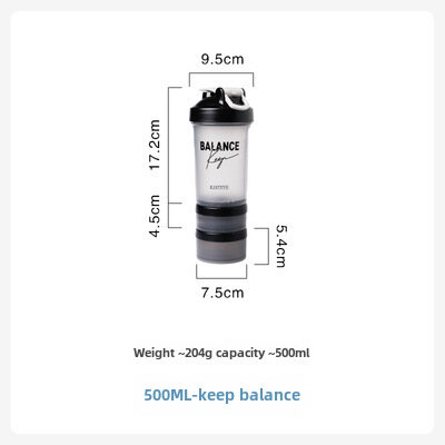 Кружка для коктейлей для фитнеса Creative Fitness Shake Cup большой емкости герметичная портативная ударопрочная фитнес-кettle спортивный чайник пластиковая шейкерная чашка (раздел B - Баланс, 500 мл)