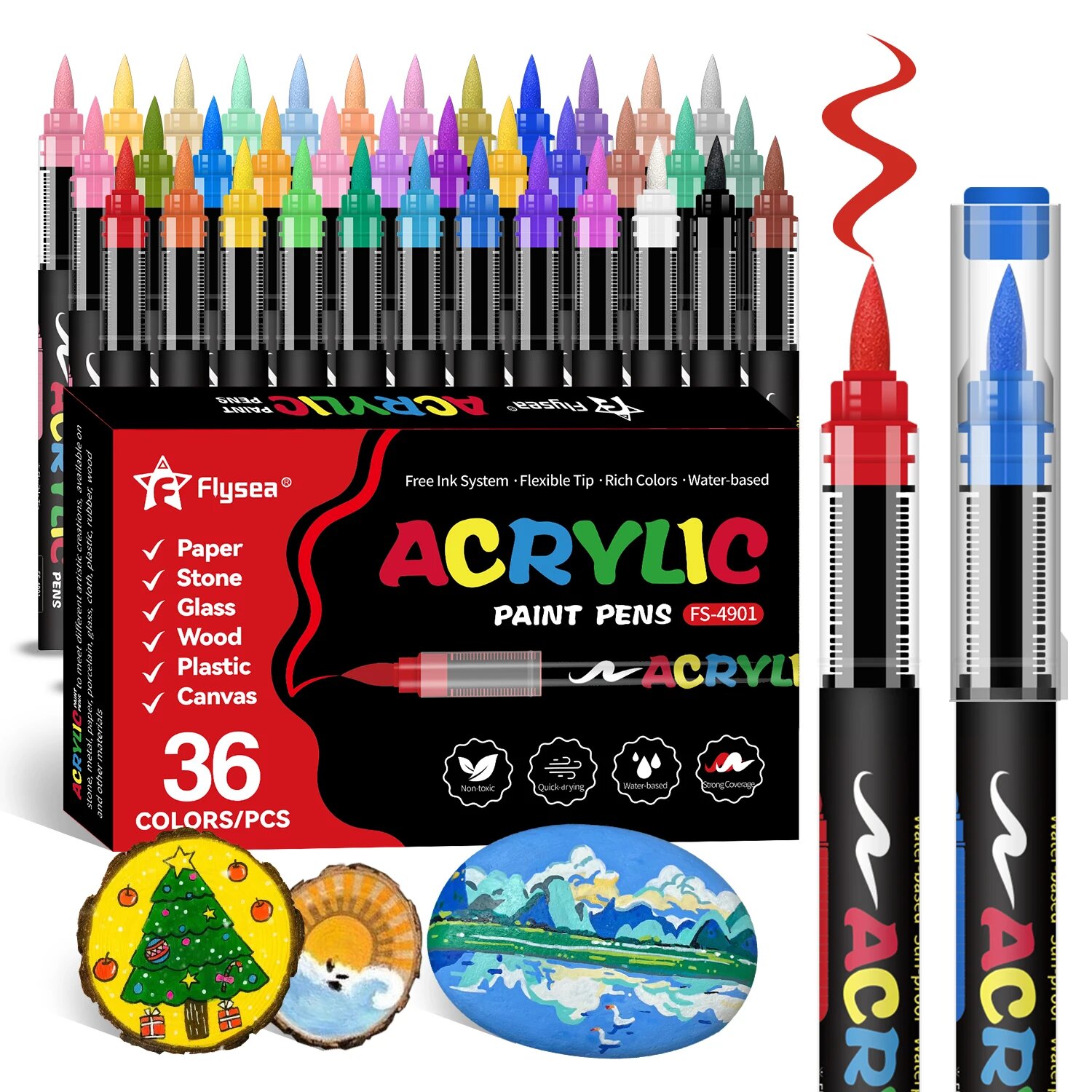 Flysea Цветные Жидкие Акриловые Маркеры 36 Colors