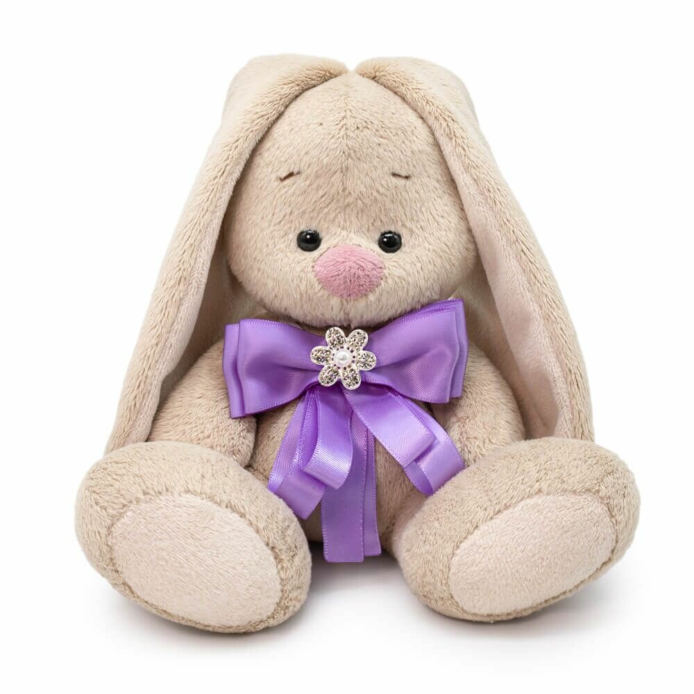 Игрушка мягкая Budi Basa Зайка Ми мягкая с бантиком лавандового цвета и брошкой (малыш)