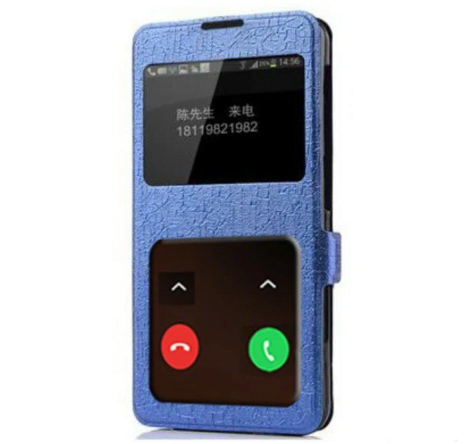 Фирменный чехол-книжка MyPads для Realme 8 5G с окном вызова предпросмотра синий