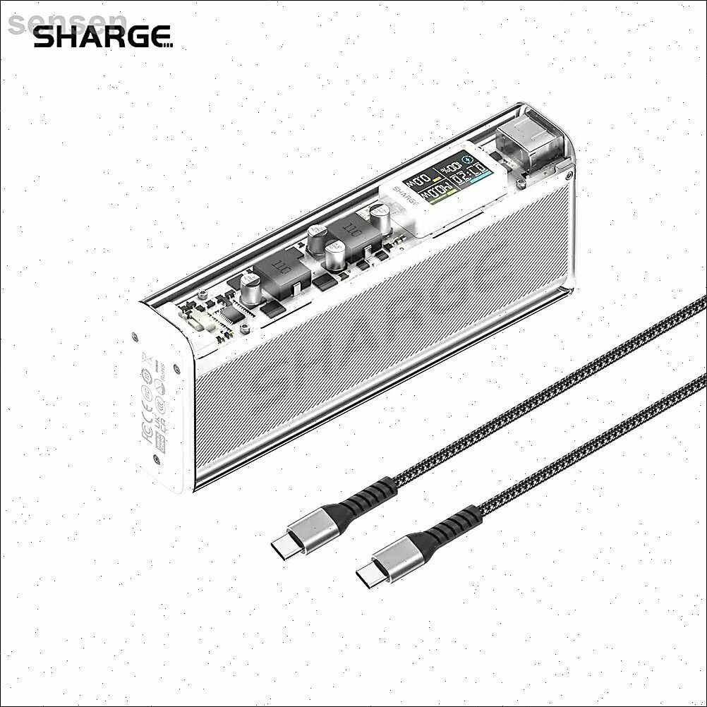 SHARGEEK 140 Портативный аккумулятор 140W USB-C & USB-A 20000mAh, прозрачный корпус