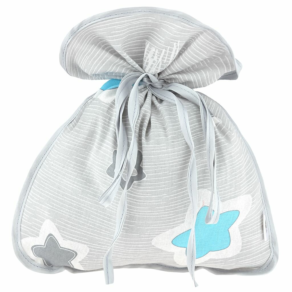 Эко-мешочек Домашняя Мода Звездочки , из хлопка, серый, с завязками, 25х30 см (М1-2/3-о)