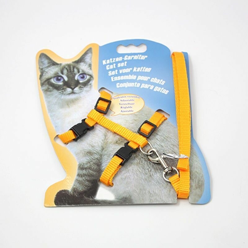 Кошачья веревка Ми вытягивание молодых регулировок Желтый ремень + поводок [бумажная карта]_Универсальный для маленьких