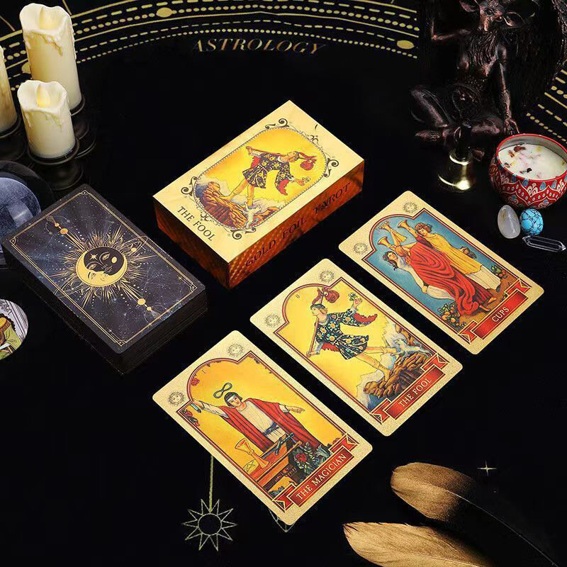 Новый продукт для кросс-бордерной торговли: полный набор карт Таро с цветной печатью и золотым фолом, игровые карты для начинающих, настольная игра, покерные карты