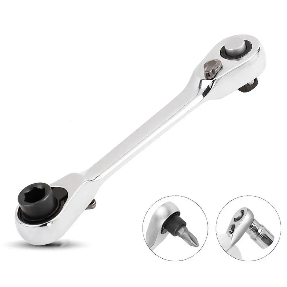 Двухсторонний ключ-отвертка 1/4" ванадиевая сталь, Silvery C
