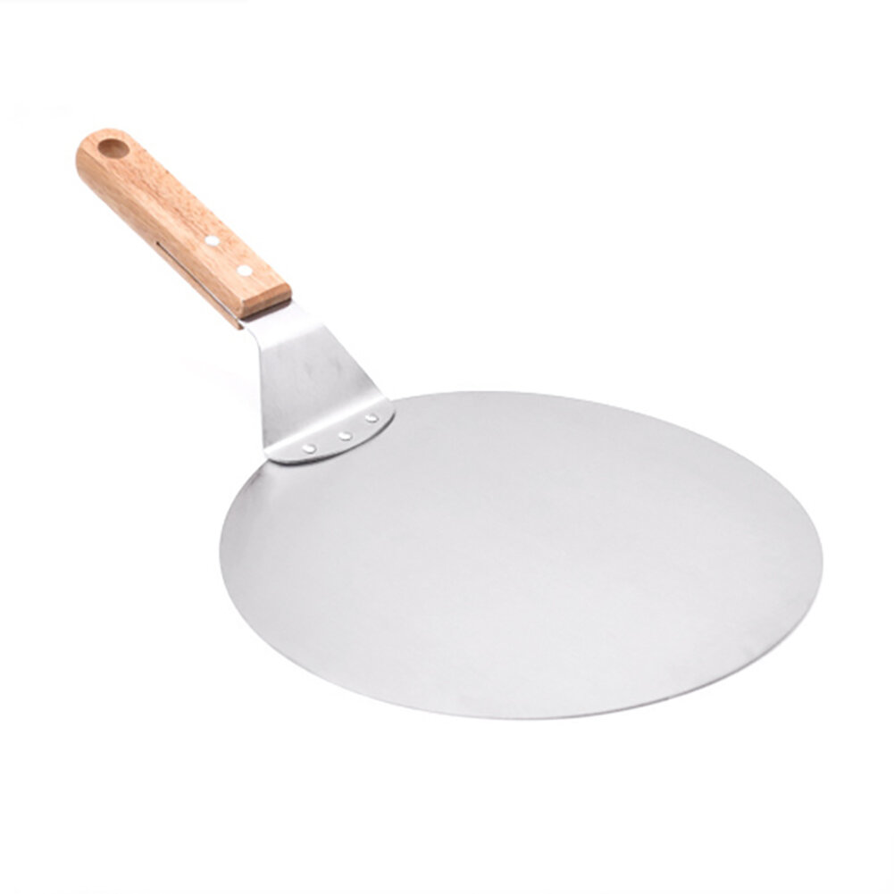 10 -дюймовая лопата пиццы из нержавеющей стали с деревянной ручкой