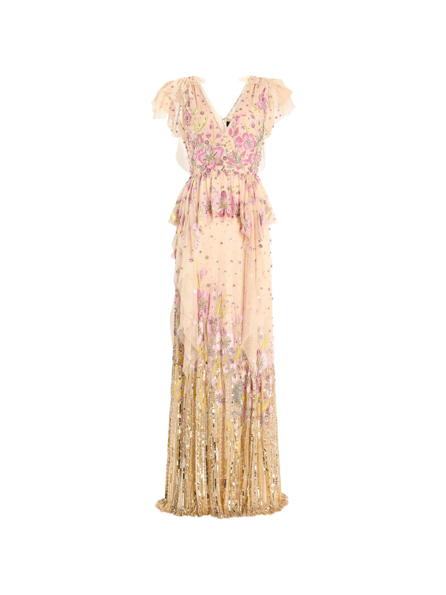 Платье Floral sequin-embellished gown