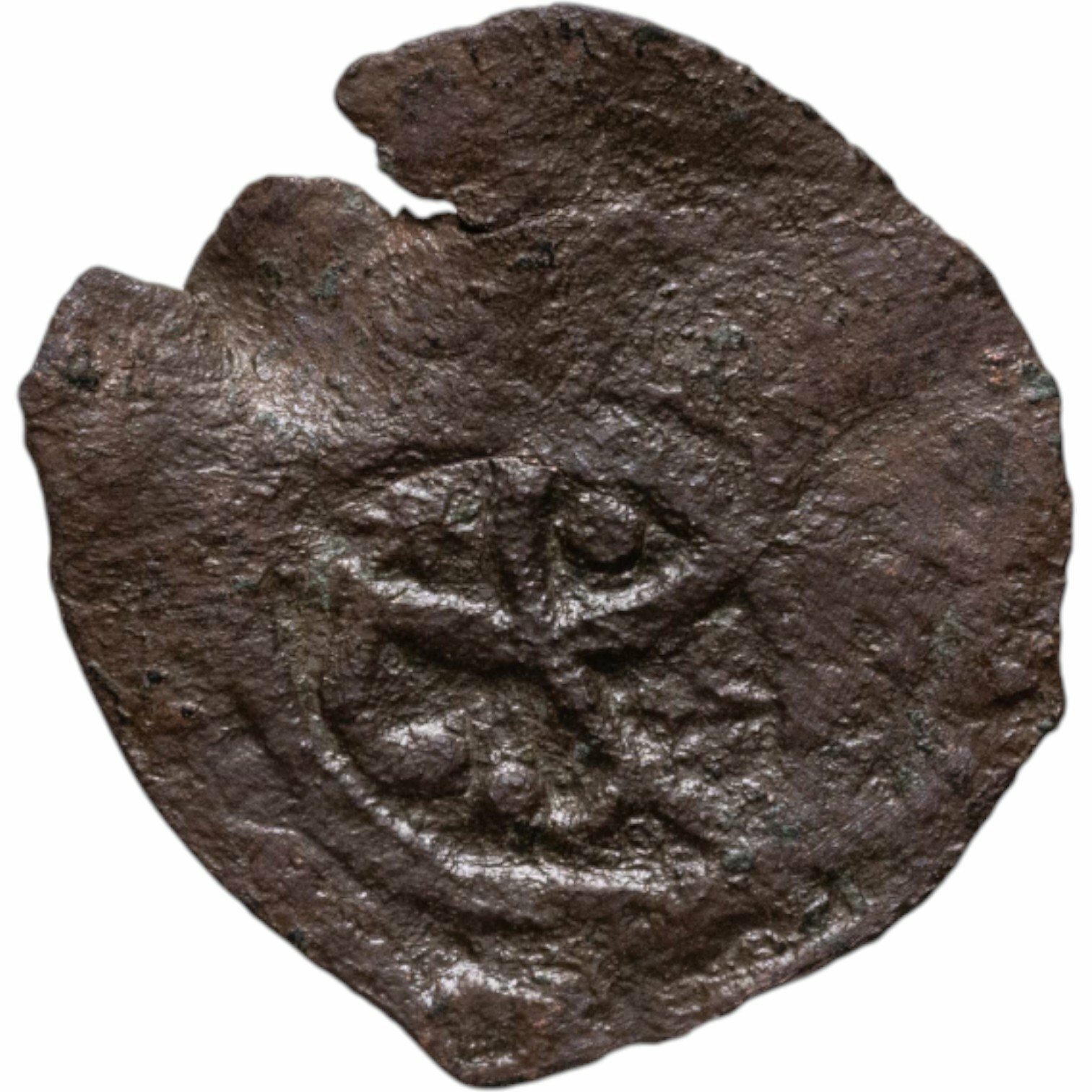 Анонимный пул правления Хана Узбека, чекан Крыма Трилистник, Медь, в сохранности F-VF