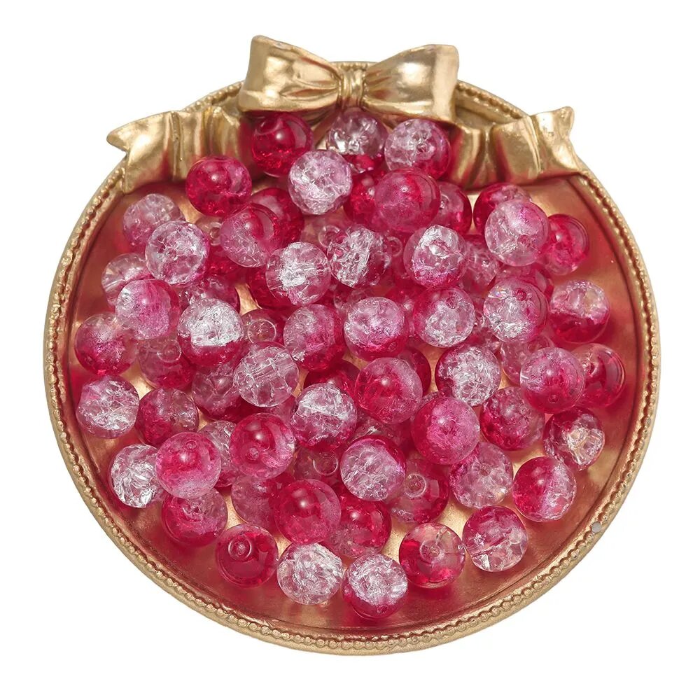 Бусины стекло Битое стекло ассорти 10 мм 50шт, Цвет тёмно-розовый