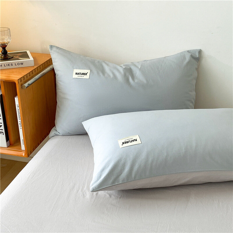 Японский стиль, пара наволочек из чистого хлопка класса А, окрашенные в пряже, стираный хлопок, полная хлопковая наволочка 48x74 см, чехол для одной подушки