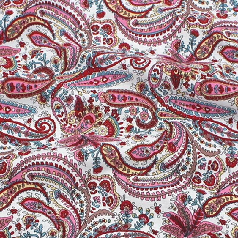 Хлопковая тканевая бандана пейсли для шитья Розовый, E Red
