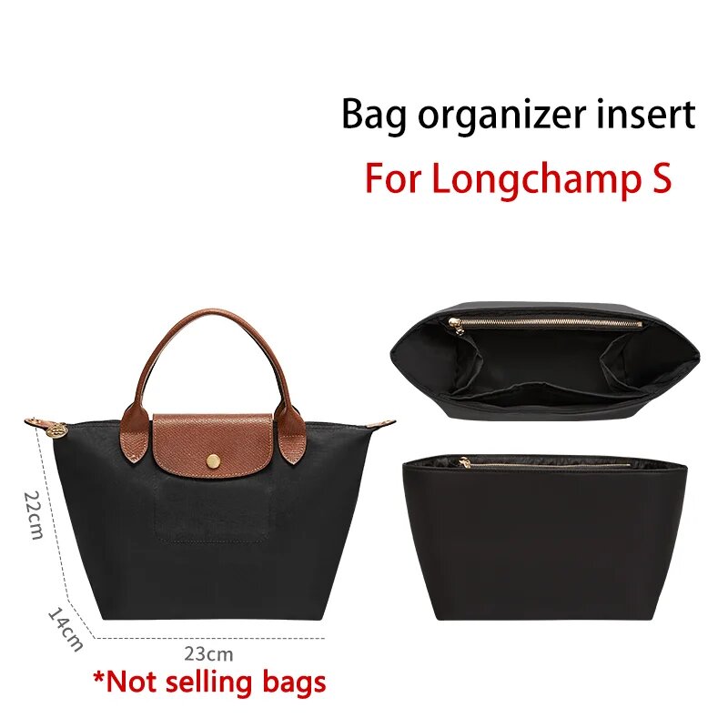 Сумка-органайзер, вставка для longchamp S M L, нейлоновая сумка для хранения, прочная сумка для хранения, внутренняя модификация, аксессуары для сумки S Black Insert