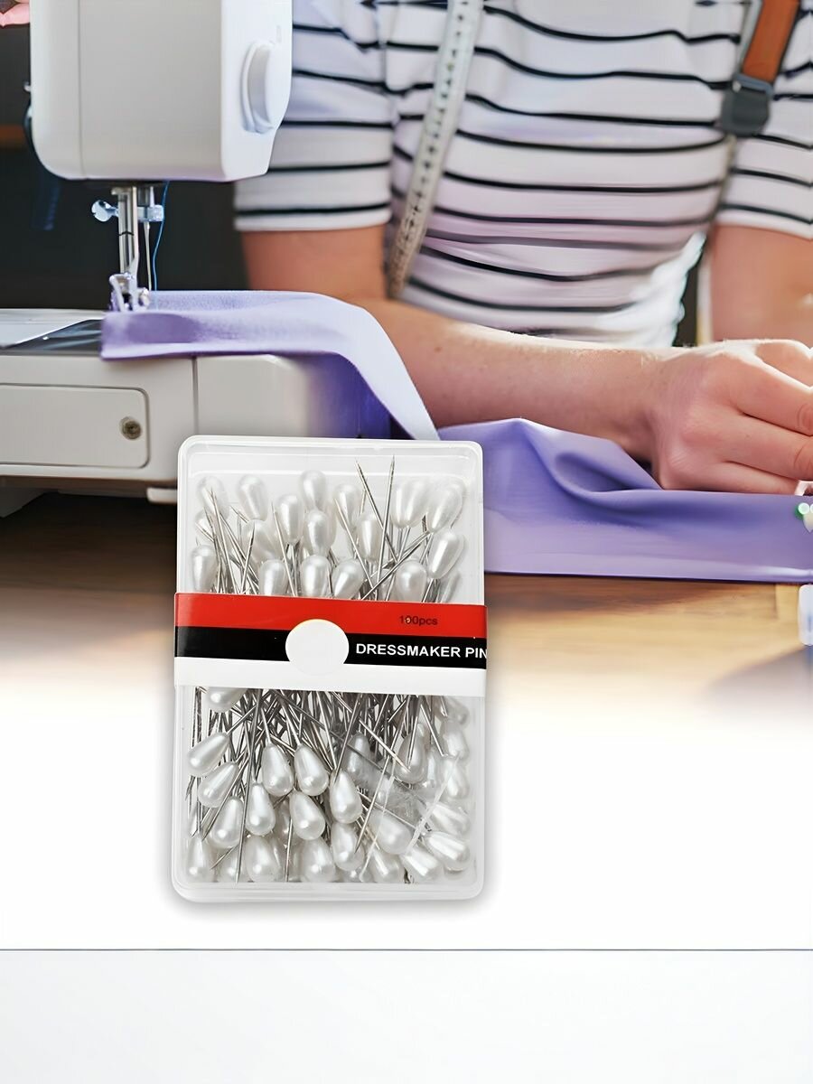 ACDANC Швейные булавки с шариковыми головками, 100 шт, прямые булавки для ткани, для квилтинга и шитья, белые