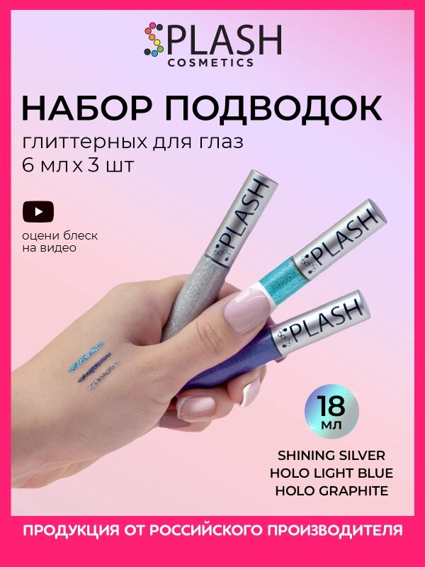 Набор глиттерных подводок для глаз SPLASH №1 (3 шт)