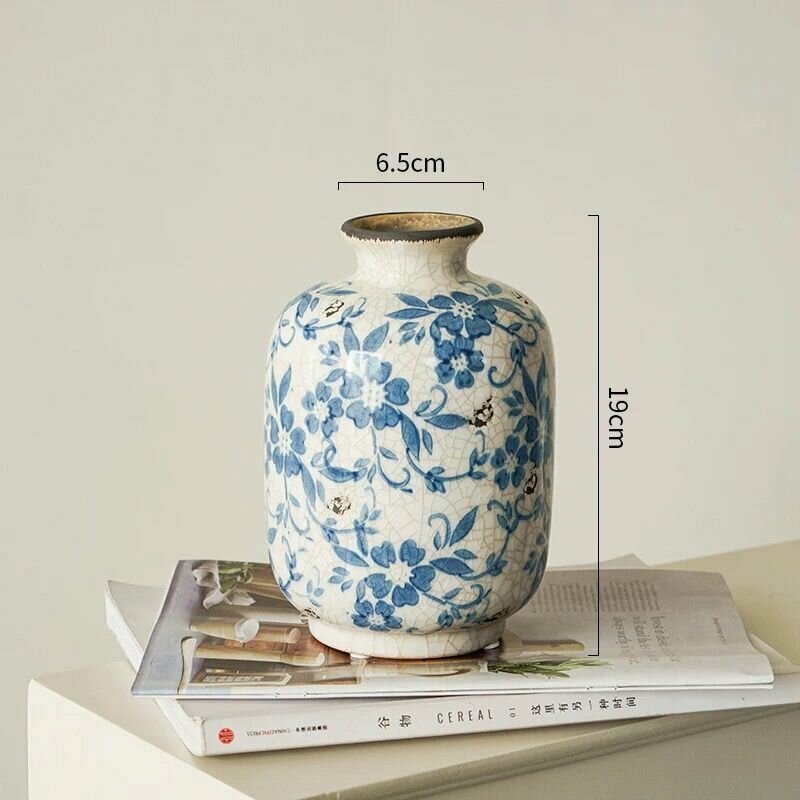 ⭐Ваза из сине-белого фарфора, китайский стиль, керамическая, винтажная, напольная, высококачественная, для гостиной, классическая, большая