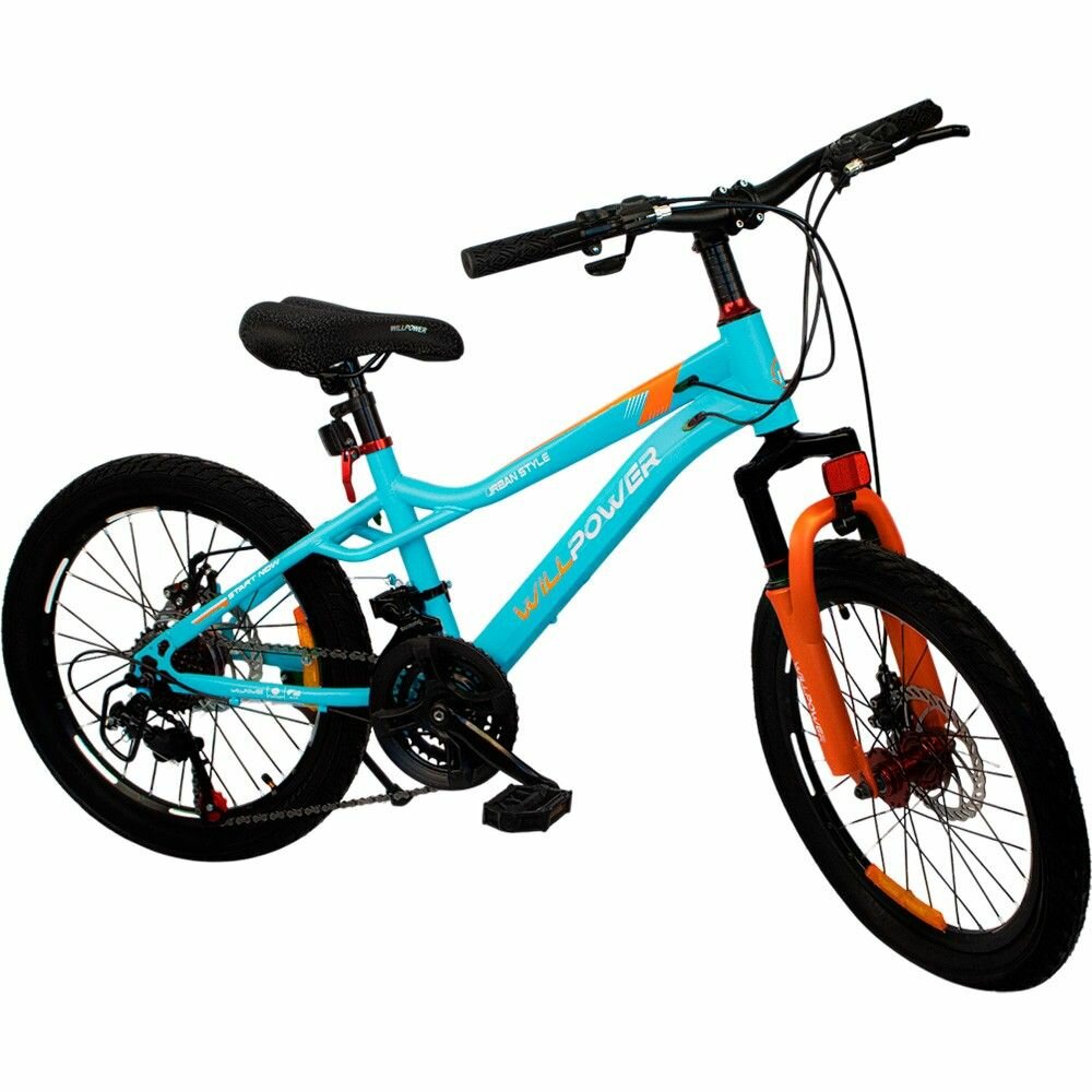 Велосипед детский WILLPOWER двухколесный, размер 20, синий, 21 скорость